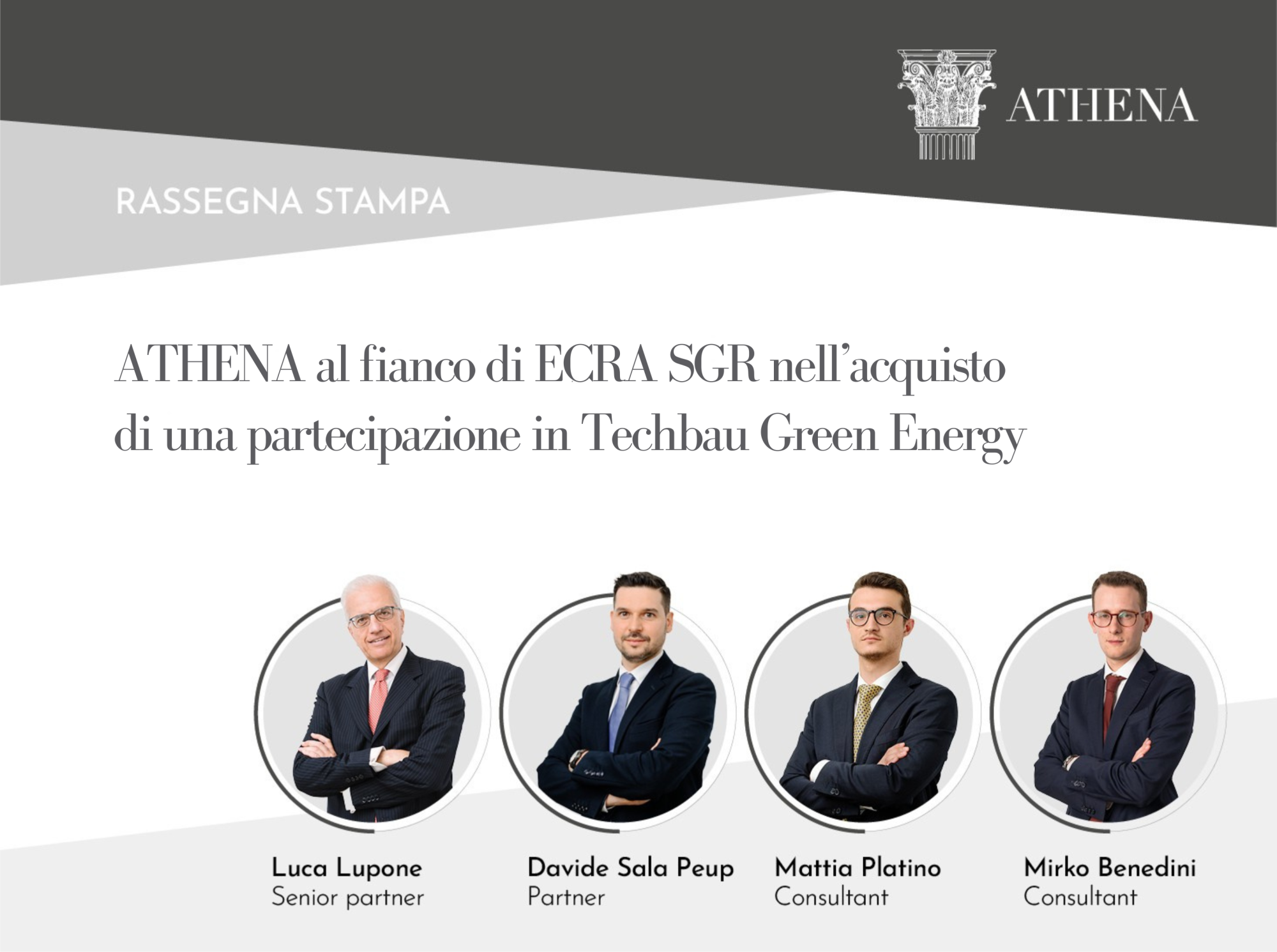 Athena Supports ECRA SGR in the Techbau Green Energy | Athena associati